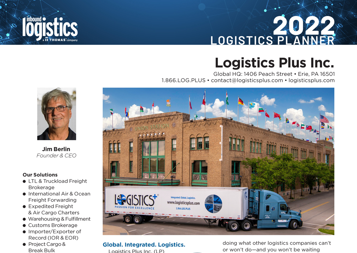 Logistics Plus Profiled in the Inbound Logistics 2022 Logistics Planner ...