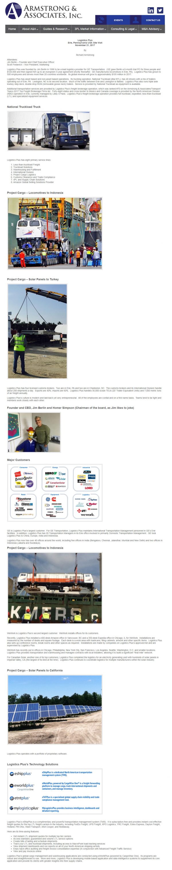 Logistics Plus Case Study by Armstrong & Associates